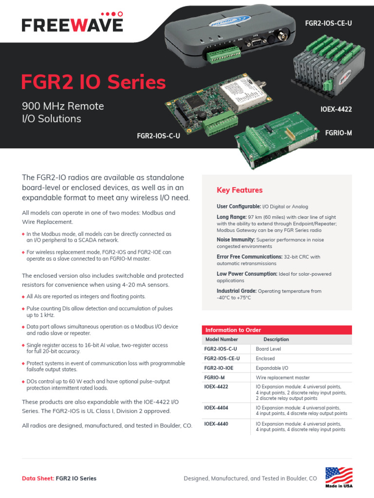 FreeWave LDS0070AA FGR2 IO Series Data Sheet 012319 | PDF | Electrical Engineering | Computer ...