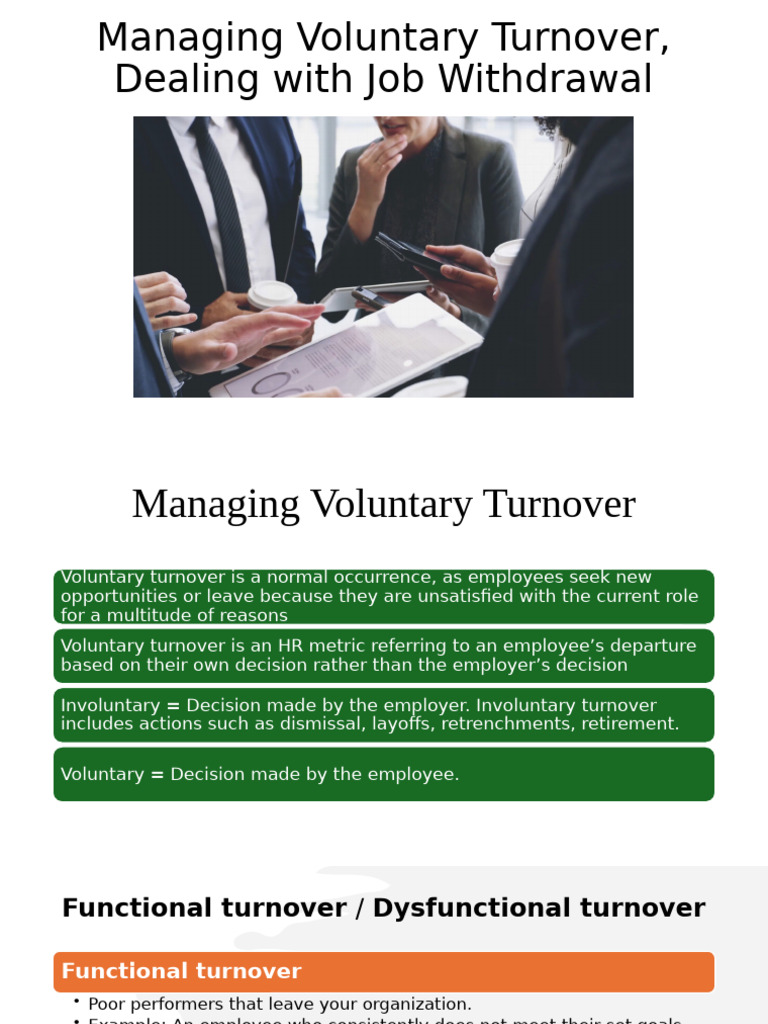 Managing Voluntary Turnover, Dealing With Job Withdrawal | PDF ...