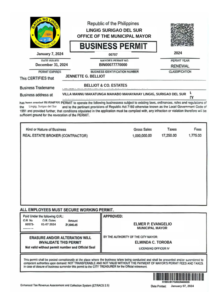 Mbusines Permit Sample | PDF