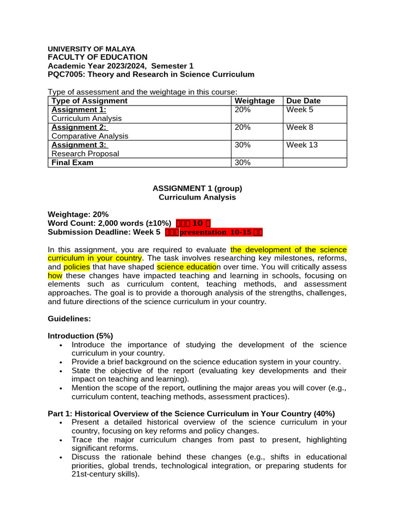 Assignment Info PQC7005 | PDF | Educational Assessment | Curriculum