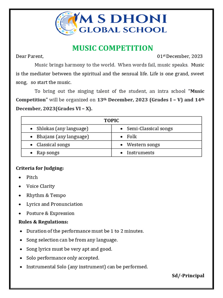 Music Competition 2023-24-1 | PDF