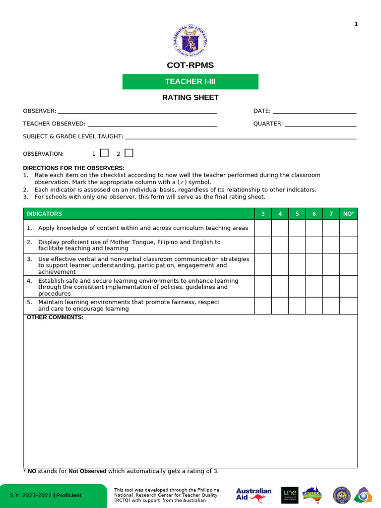 COT-RPMS | PDF | Teachers | Learning