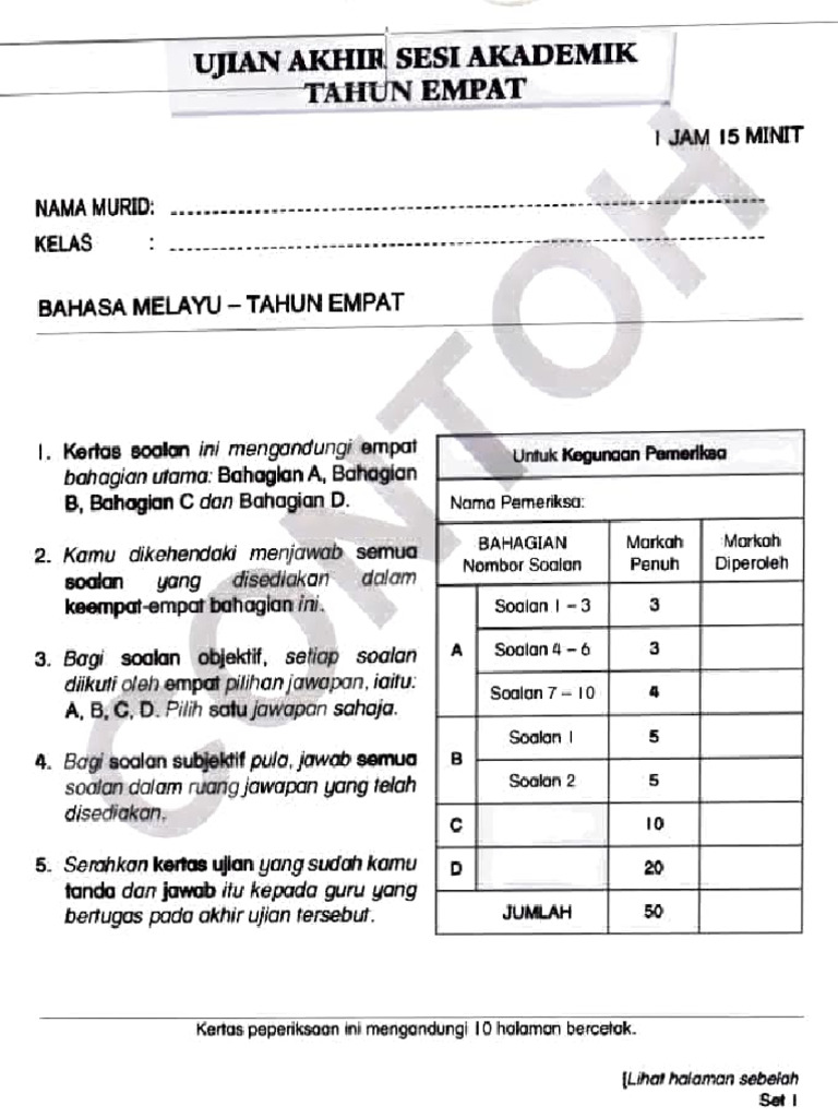 t4 - t5 Bm Uasa Latihan（Revision） | PDF