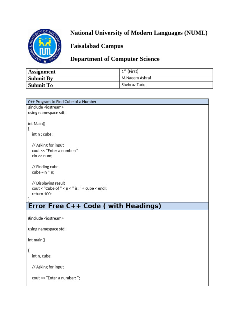 Assignment-PF-NO _1_Naeem_44250 | PDF