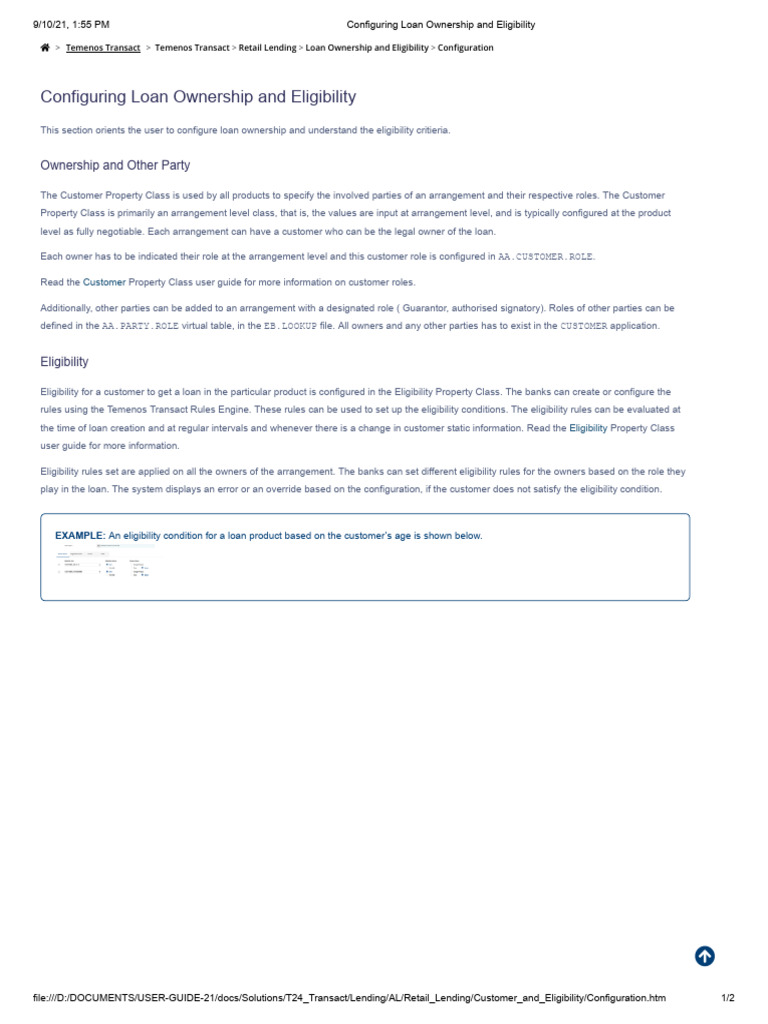 3configuring Loan Ownership and Eligibility | PDF | Loans | Computing