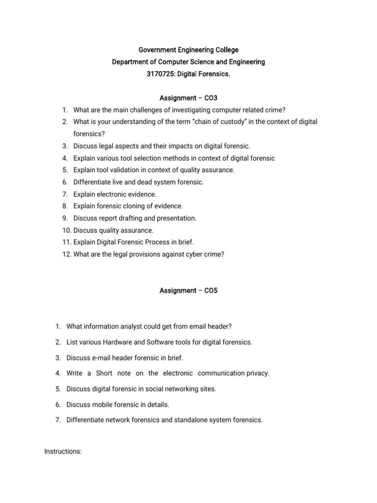 Digital Forensics Assignment Guide | PDF