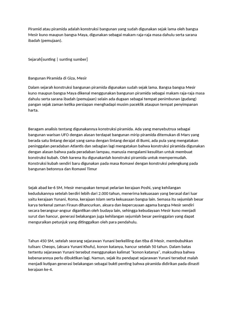 Sejarah dan Misteri Piramida Mesir | PDF | Seni | Sejarah