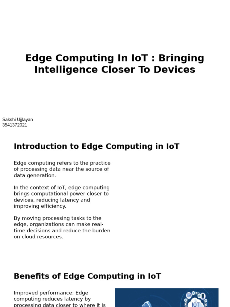 Edge Computing Benefits for IoT Devices | PDF | Internet Of Things ...