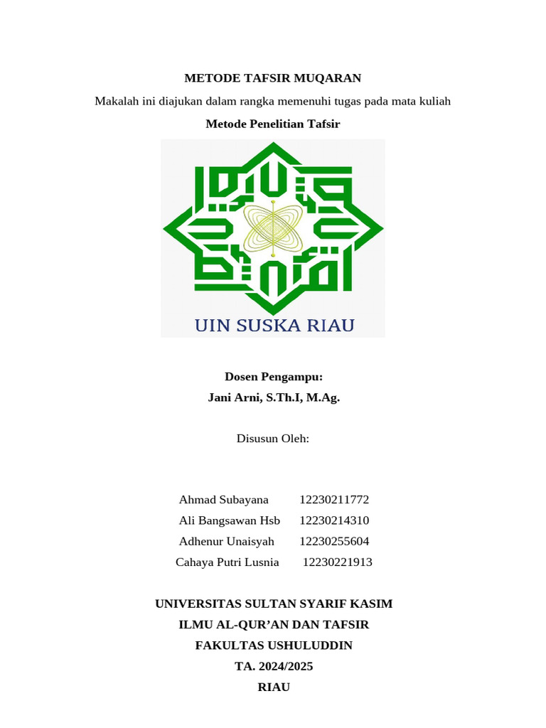 METODE - TAFSIR - MUQARAN Kel.2 | PDF