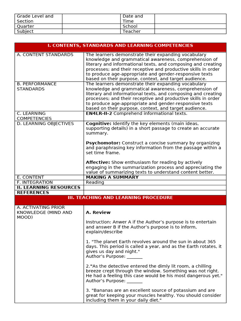 DAY 4 | PDF | Reading Comprehension | Behavior Modification