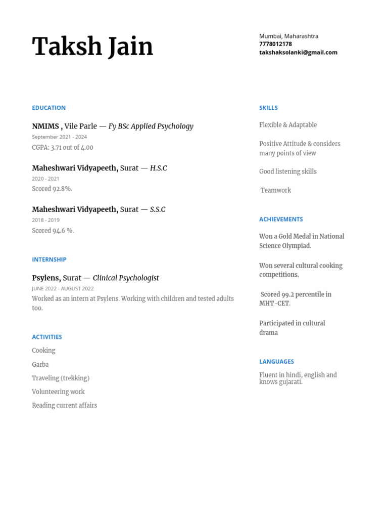 Mock Resume | PDF