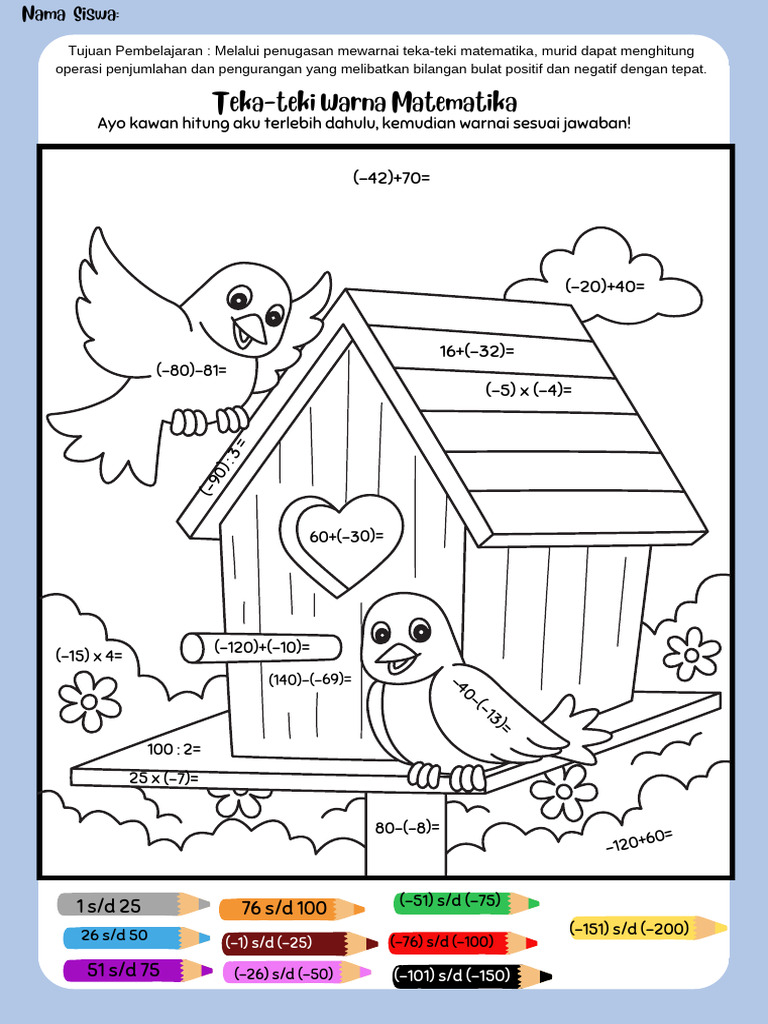 Blue and White Fun Mother's Day Color by Number Worksheet | PDF