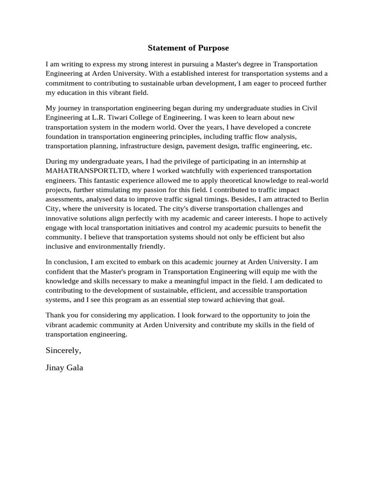 Statement of Purpose | PDF