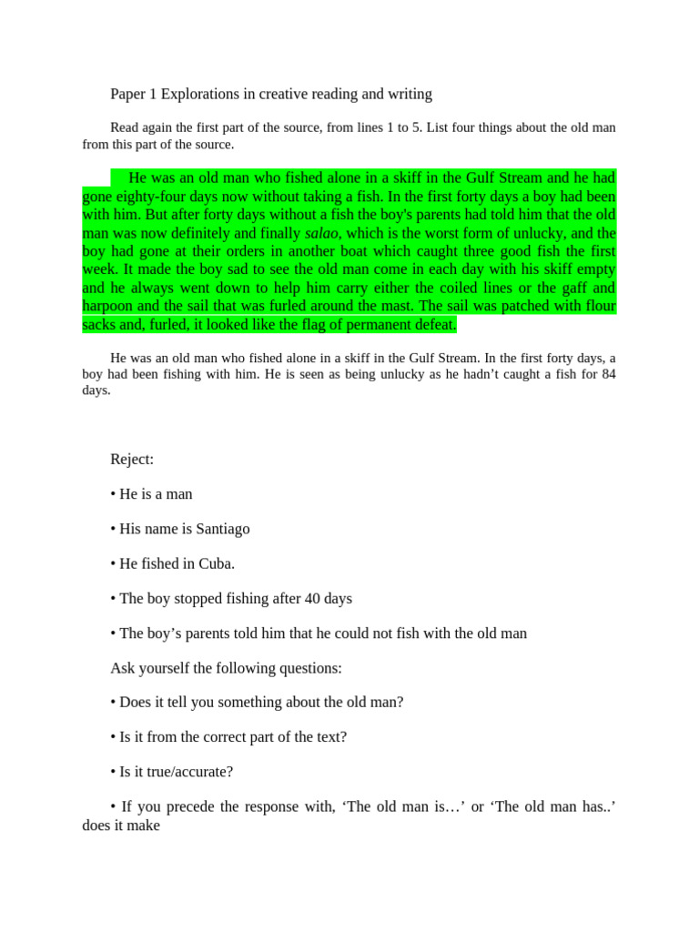 Paper 1 Explorations in Creative Reading and Writing | PDF | Foreign ...