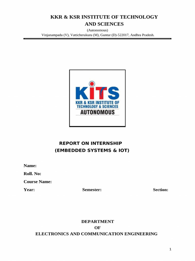 Summer Internship Document (Embedded Systems and Iot) | PDF