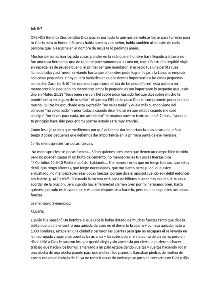Job 8 7 | PDF | Oración | Moisés