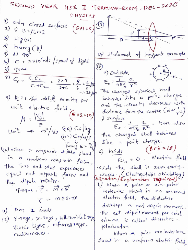 Hsslive - Xii - Physics - Term2 - Key - Dec - 2023 Aalam | PDF