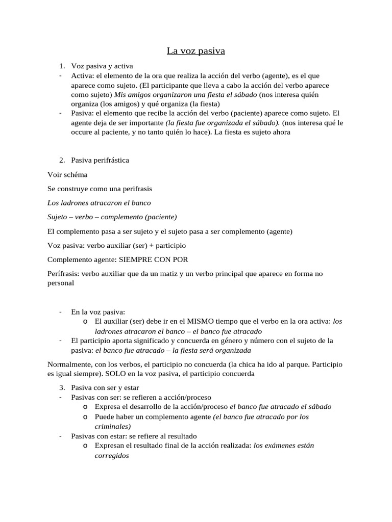 Características de la voz pasiva refleja | PDF | Verbo | Asunto (gramática)