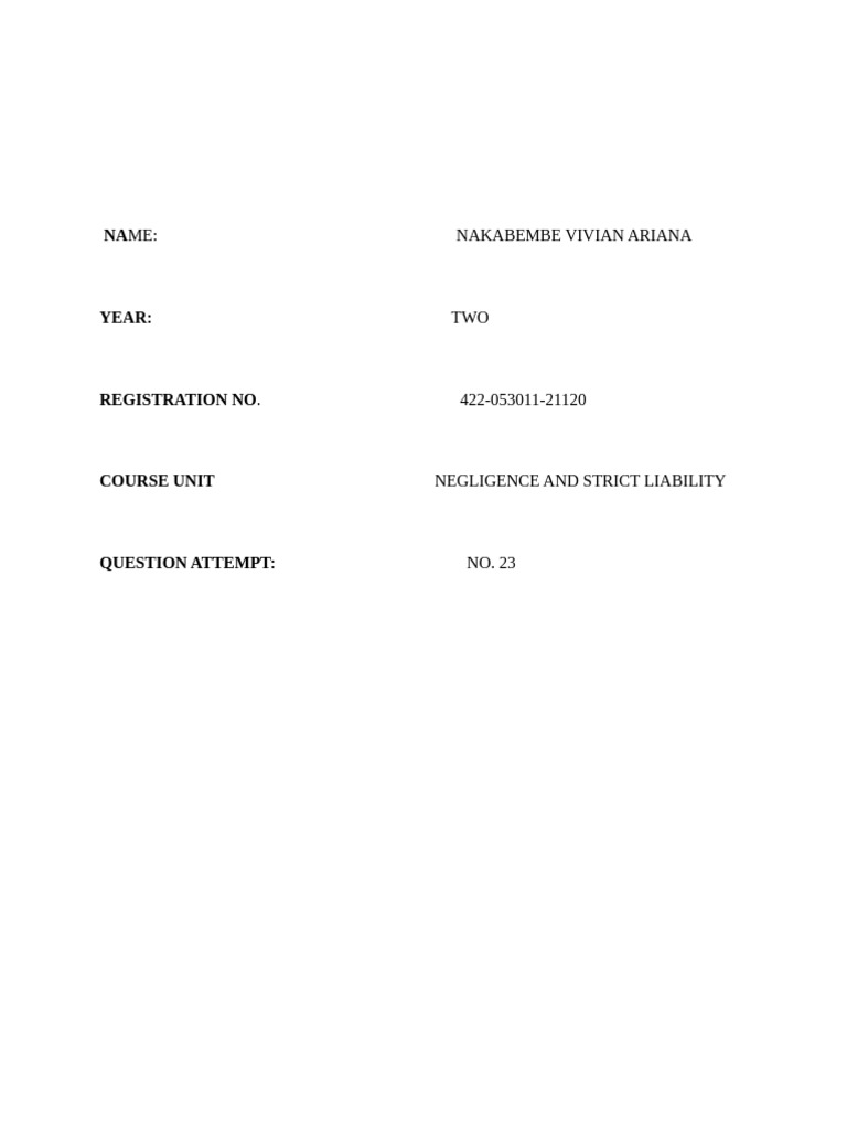 Negligence and Strict Liability | PDF | Legal Liability | Strict Liability