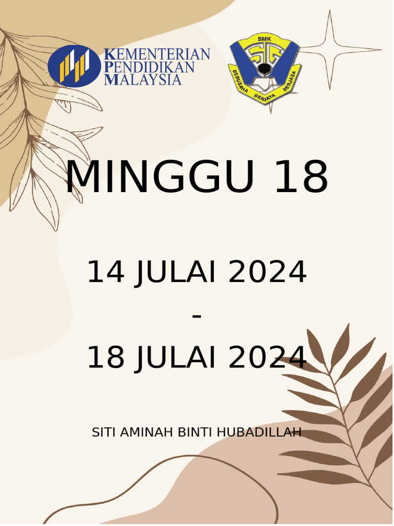 Minggu 18: 14 JULAI 2024 - 18 JULAI 2024 | PDF
