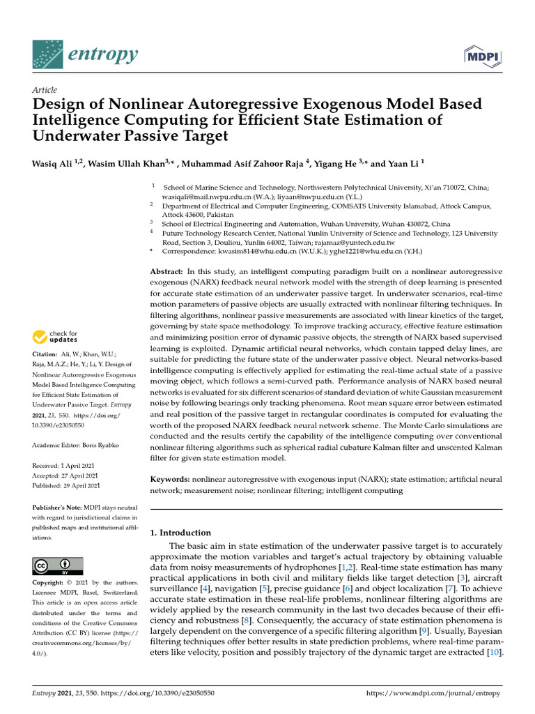 Design of Nonlinear Autoregressive Exogenous Model Based | PDF | Kalman ...