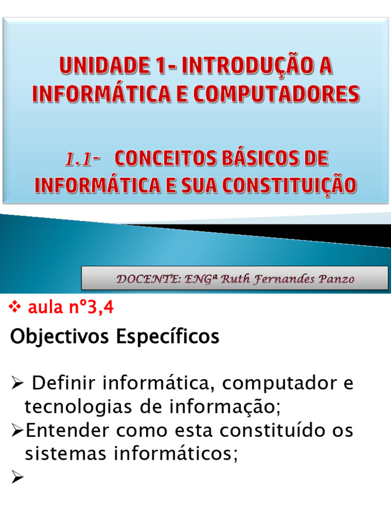 Aula 2 - Conceitos Básicos de Informatica e Sua Constituiçao | PDF ...