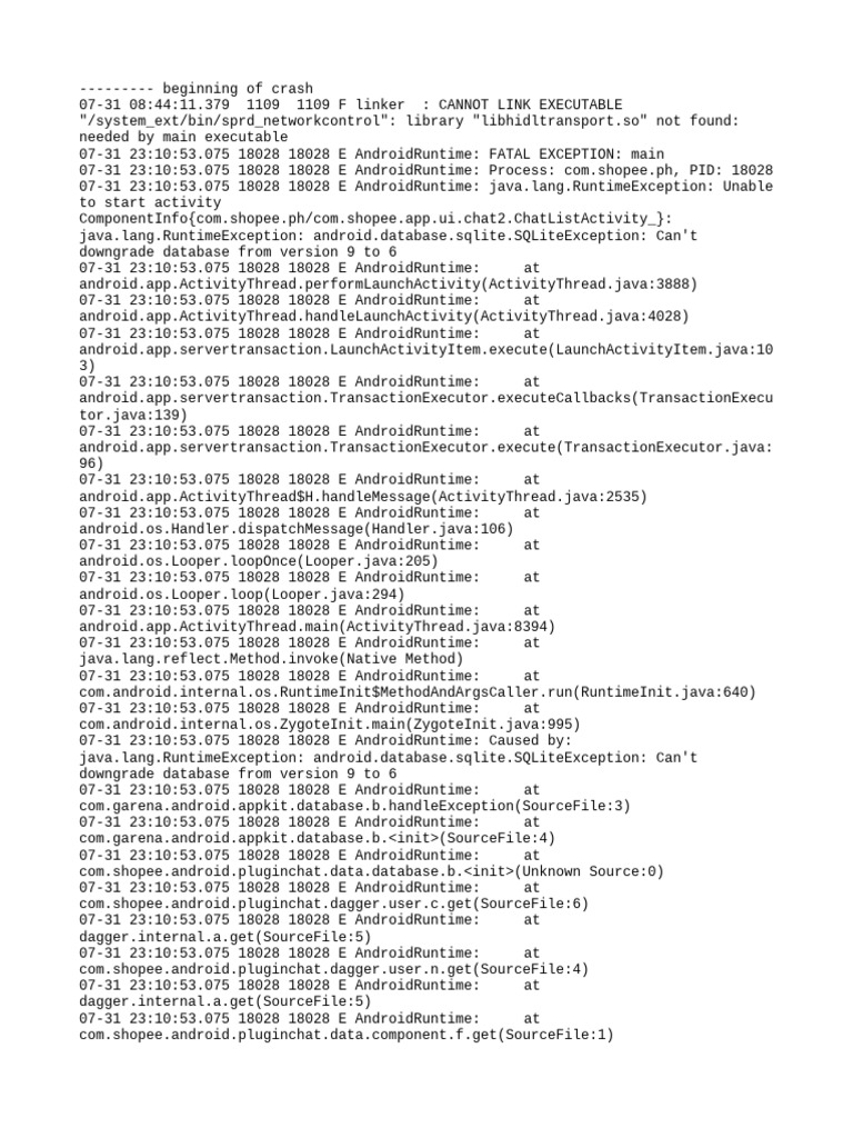 Android Runtime Error Analysis | PDF | Computer Programming | Software Development