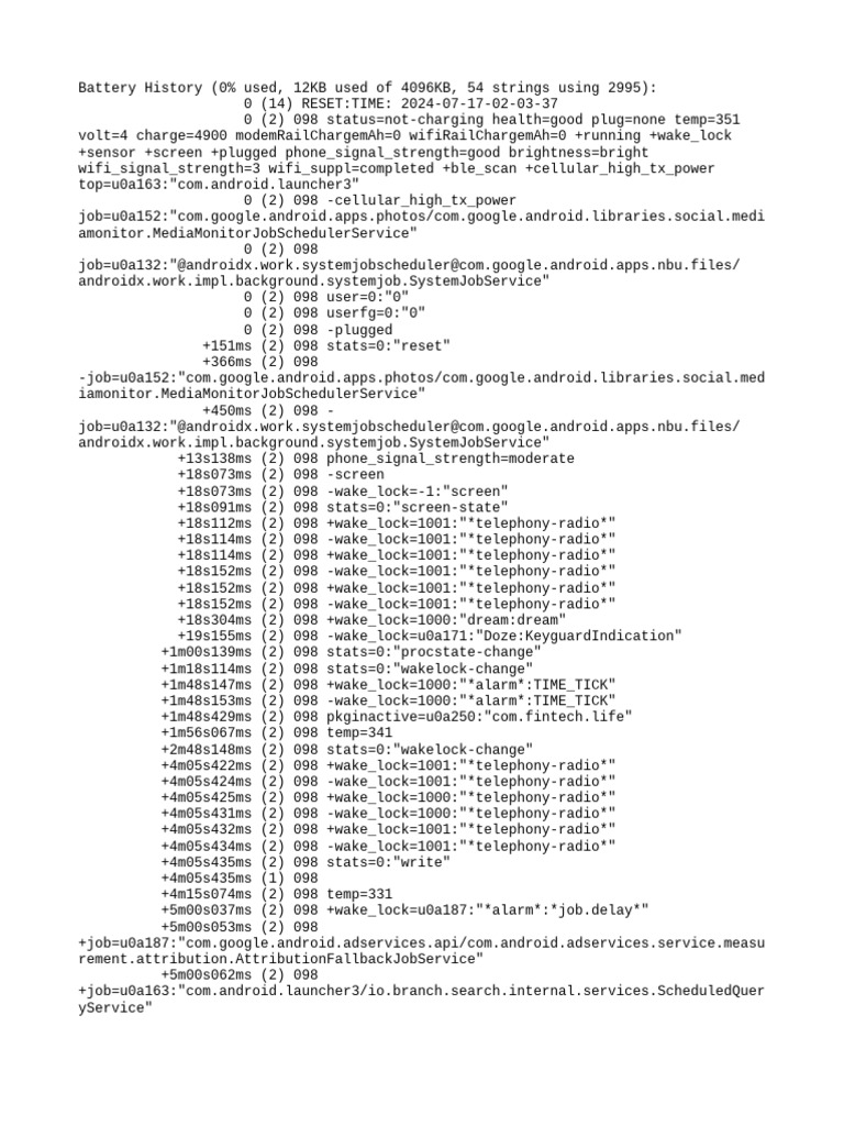 Standby Dump Batterystats 2024 0717 030355 | PDF | Teaching Methods & Materials | Technology ...