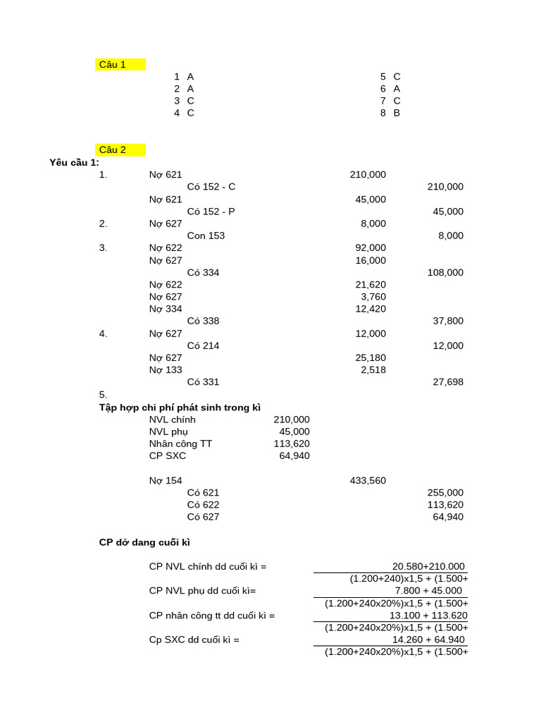 Bản sao của Chữa đề KTTC 2 | PDF
