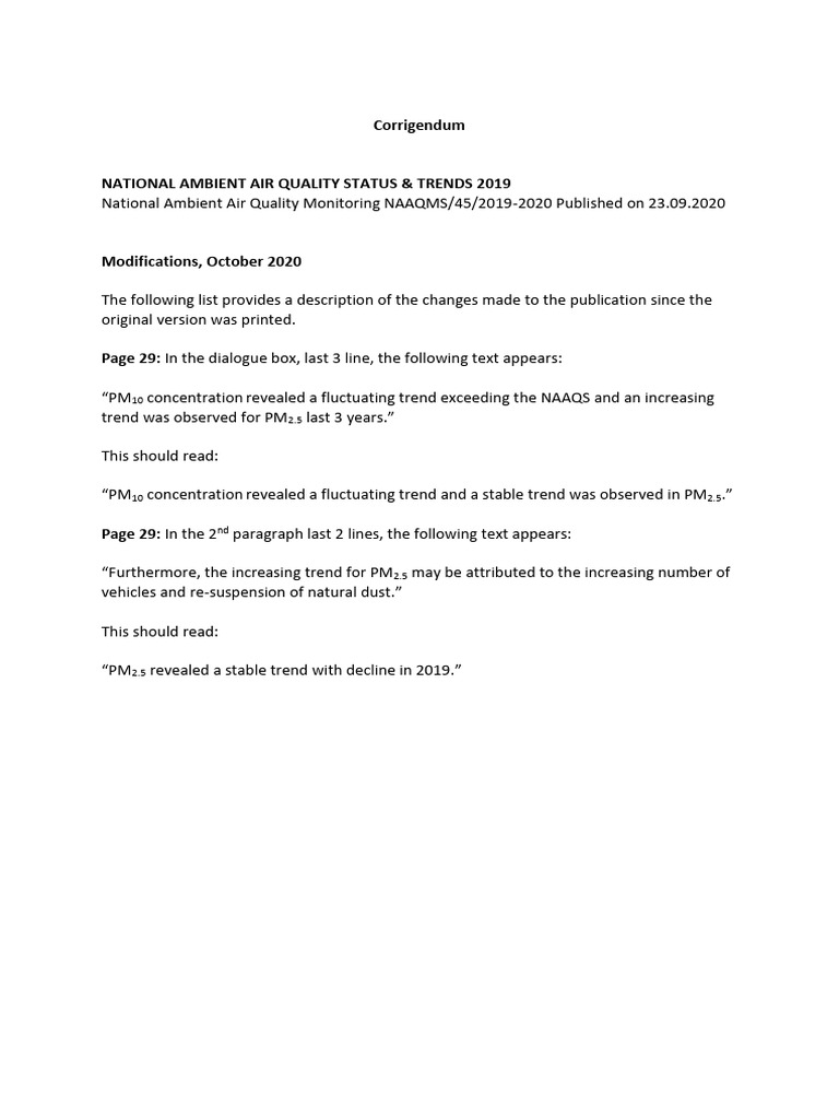Corrigendum To CPCB Report | PDF