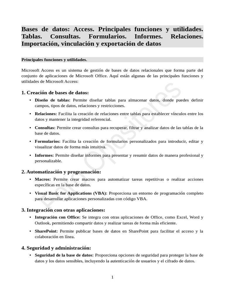 Resumen Access | PDF | Bases de datos | Visual Basic para Aplicaciones