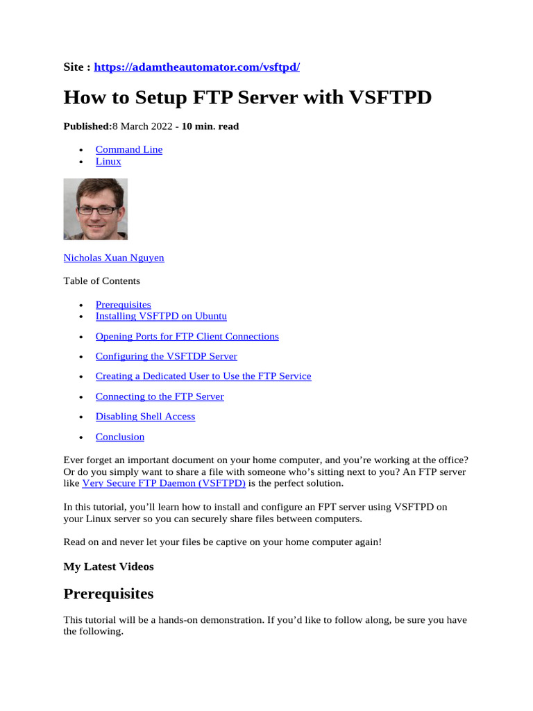 FTP Server VSFTPD BEST Configuration | PDF | File Transfer Protocol | User (Computing)