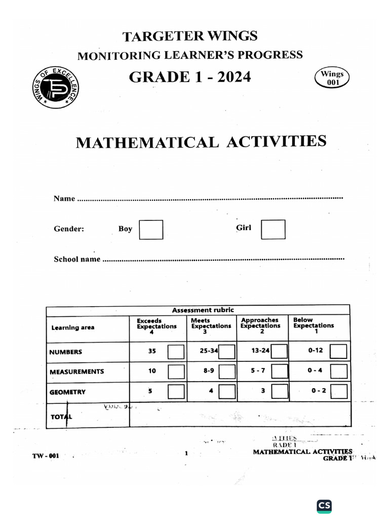 Grade 1 Targeter Wing 001 Combined 2024 | PDF