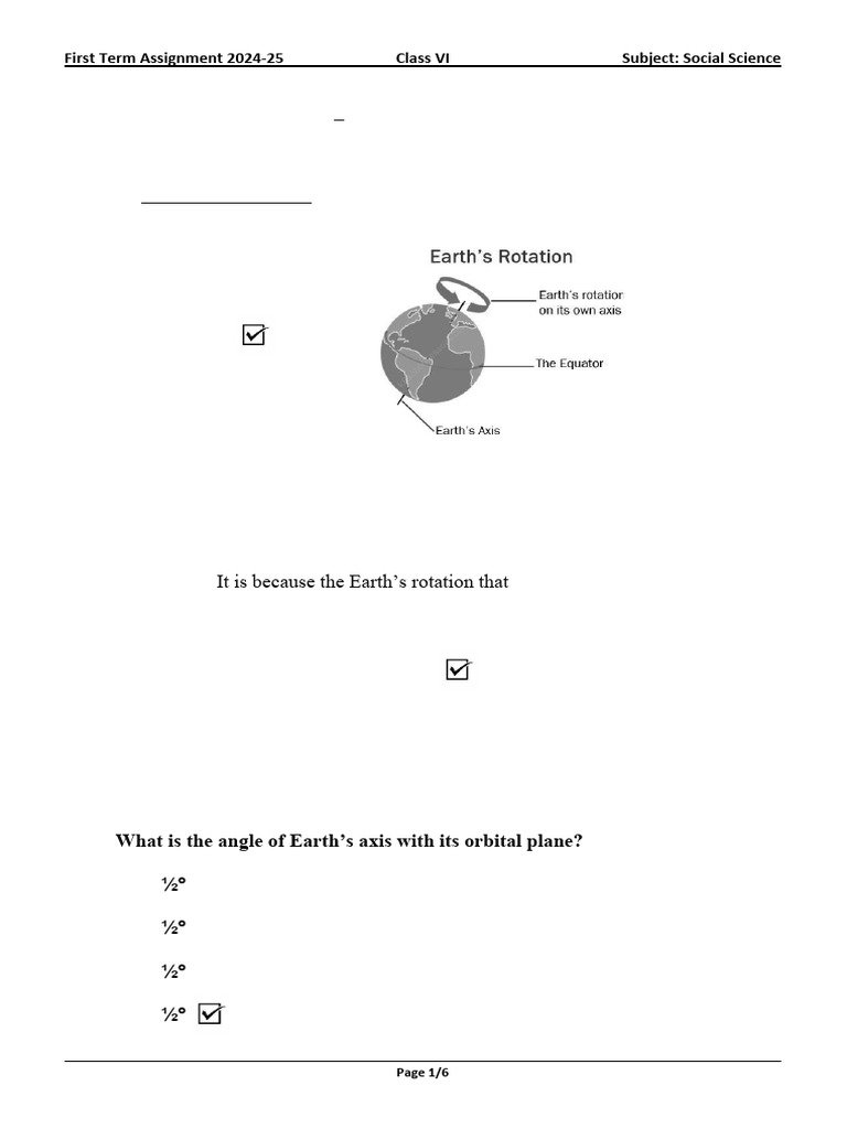 Earth Motion Assignment Answer Key | PDF | Night | Apsis