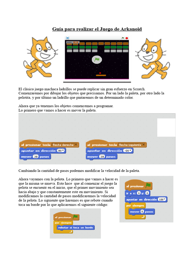 Ejercicio-De-Arkanoid Scratch | PDF | Scratch (lenguaje de programación) | Pelota
