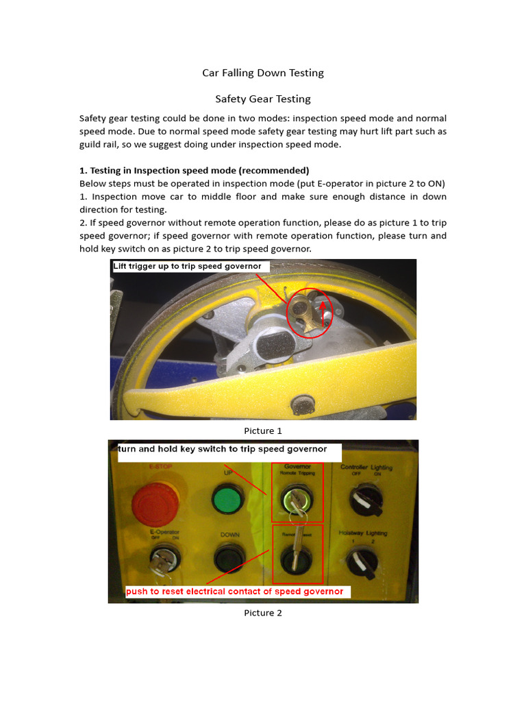 Car Falling Down Testing-Speed Governor Testing | PDF | Elevator | Vehicles