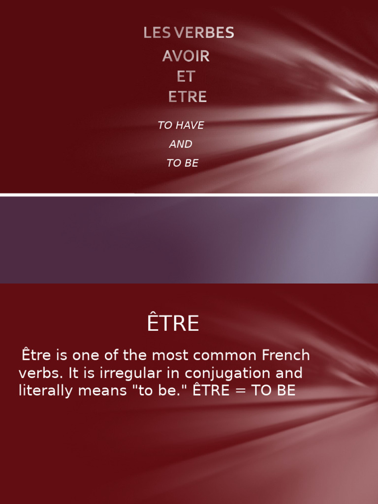 Le Verbe Etre | PDF