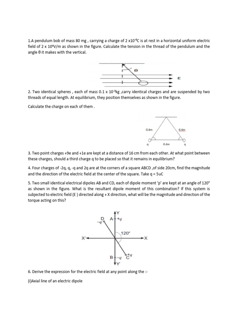 PHYSICS Practice Test-1 | PDF | Electric Field | Pendulum