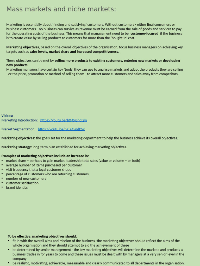 Mass and Niche Marketing | PDF | Marketing | Marketing Strategy