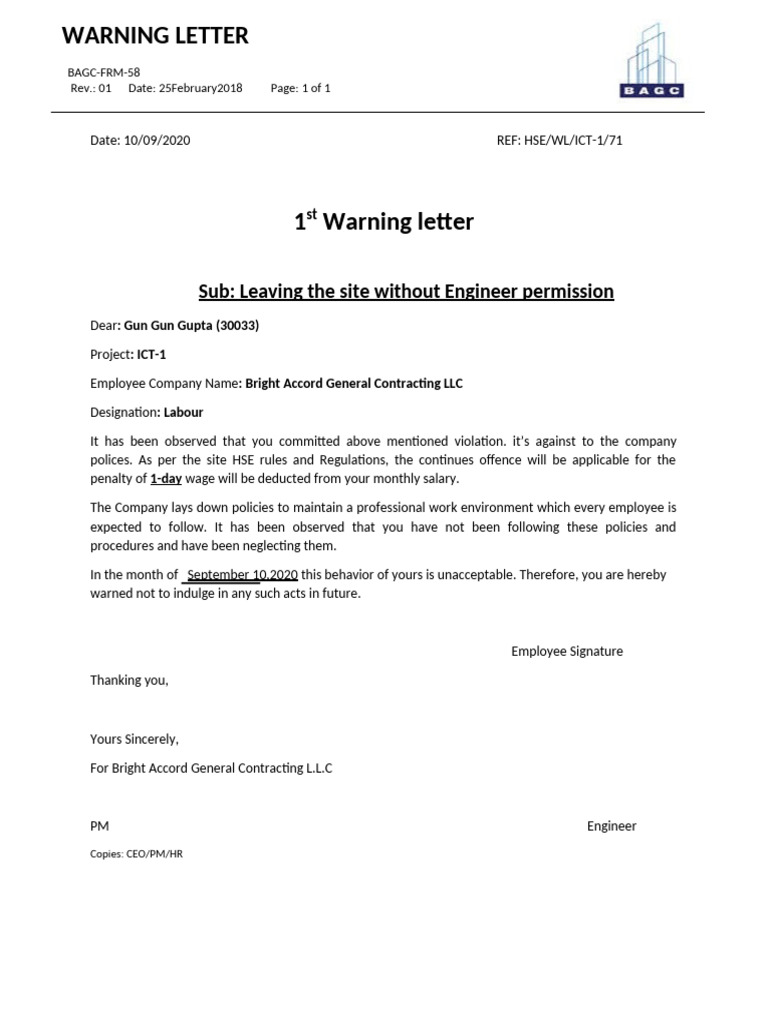 Warning letter RF.71 | PDF