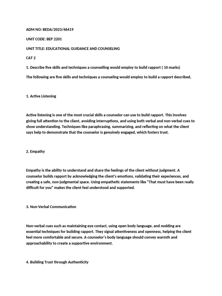 Educational Guidance and Counseling Cat2 | PDF | Nonverbal ...