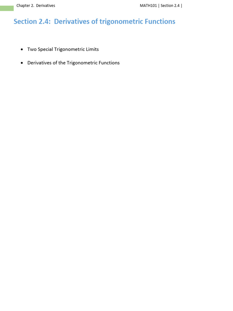 Trigonometric Derivatives Explained | PDF | Trigonometric Functions | Derivative