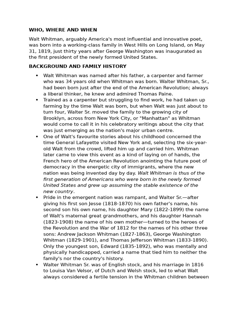 Part 1 Kushagra Walt Whitman | PDF | Walt Whitman | Poetry