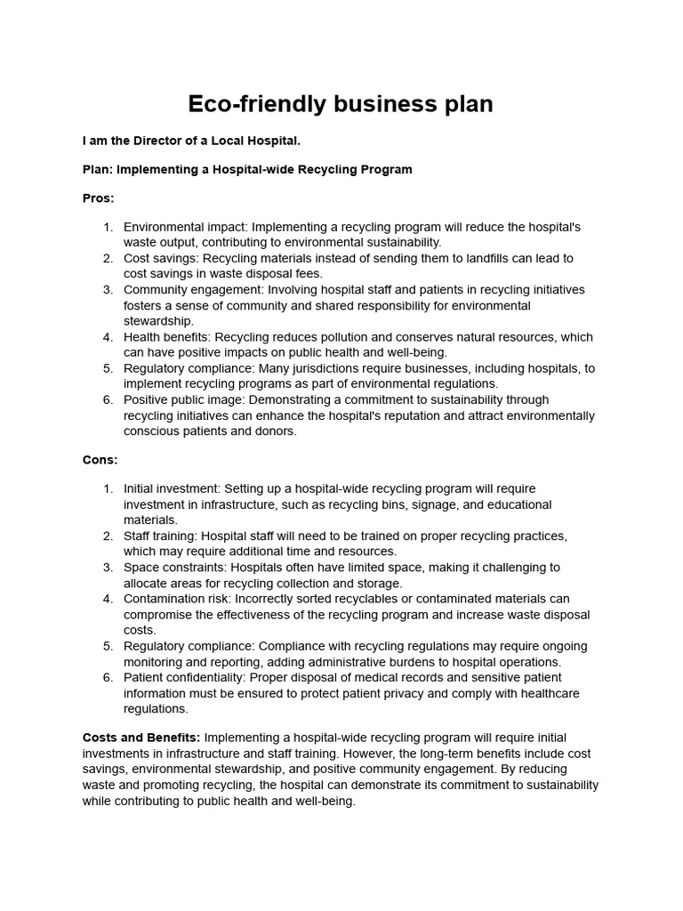 Eco-Friendly Business Plan | PDF | Recycling | Waste