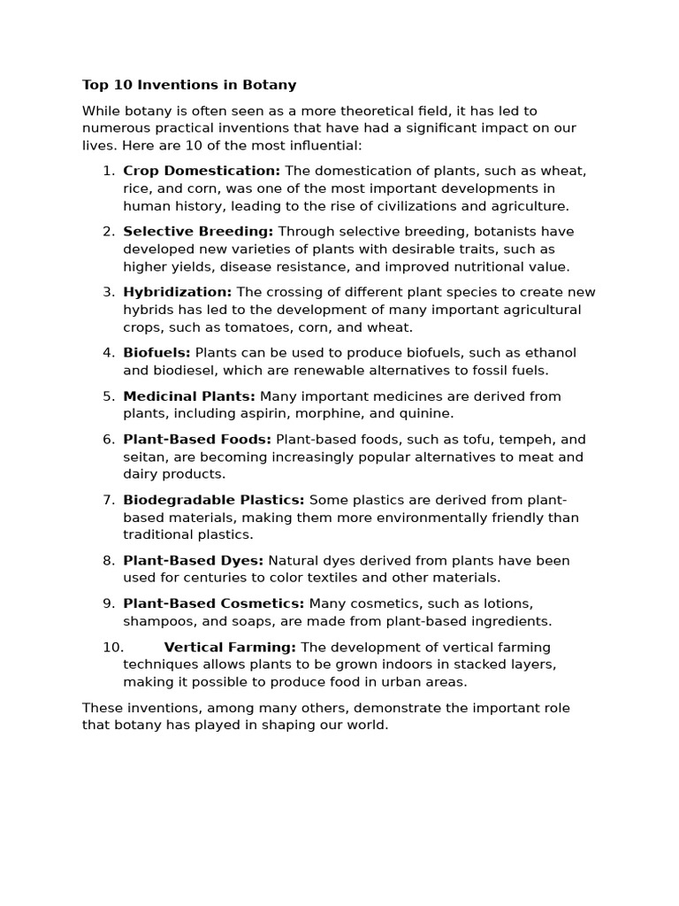 Top 10 Influential Botany Inventions | PDF