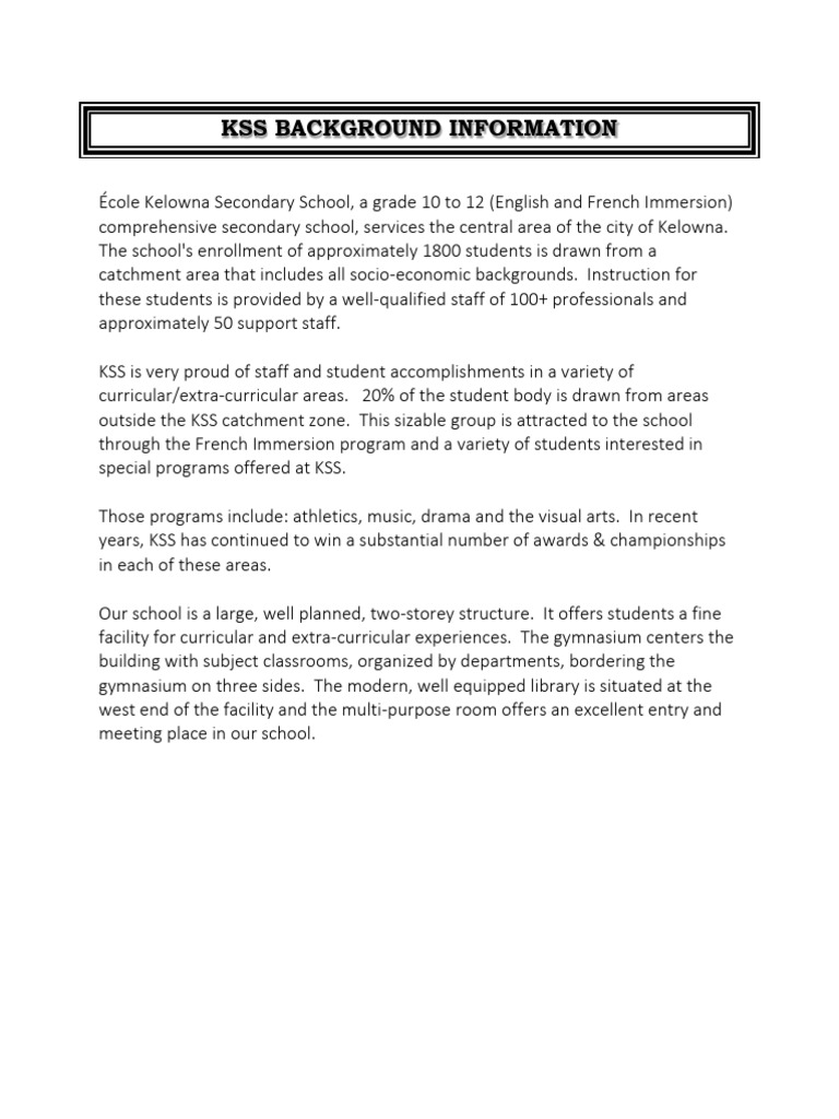 KSS Background Information | PDF