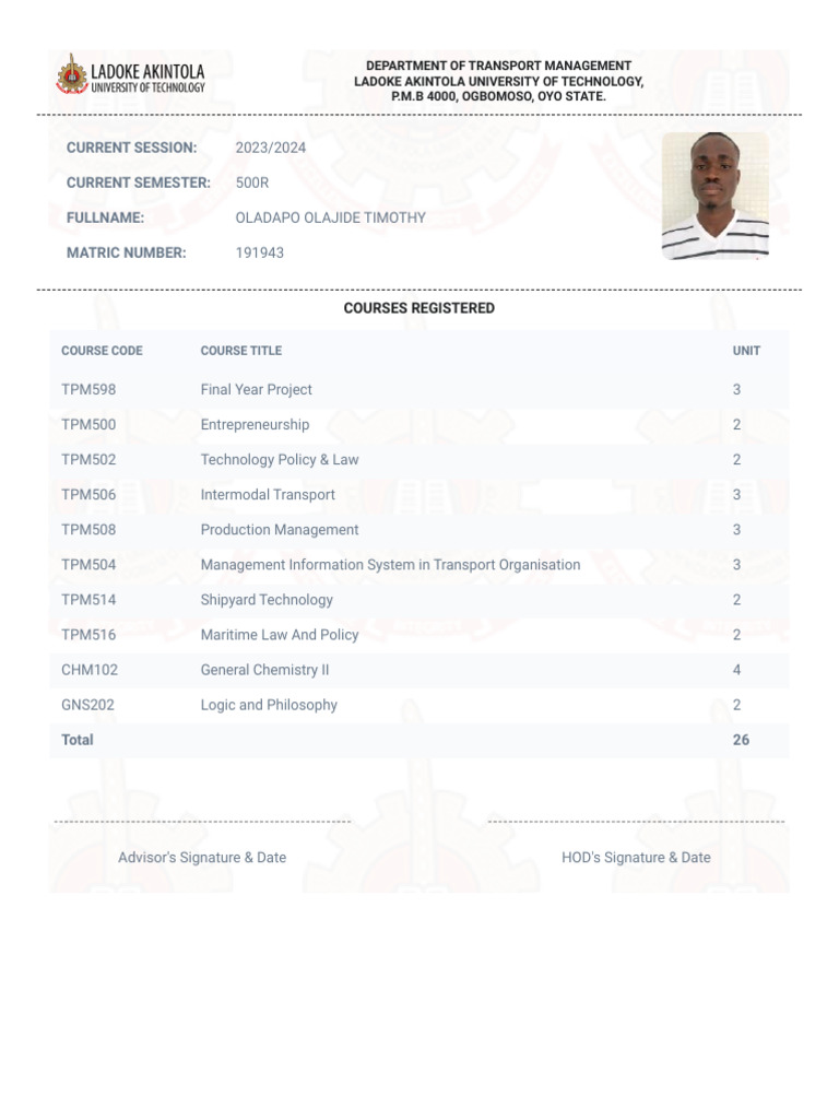 Course Registration - Slip | PDF
