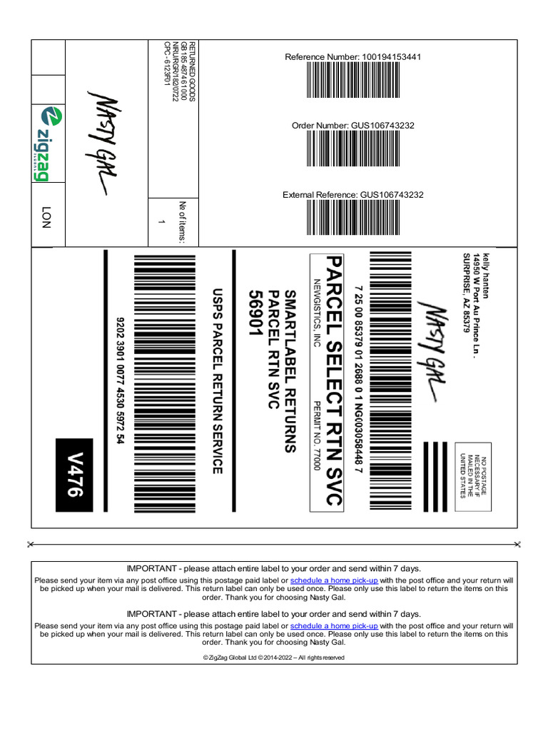Label GUS106743232 | PDF