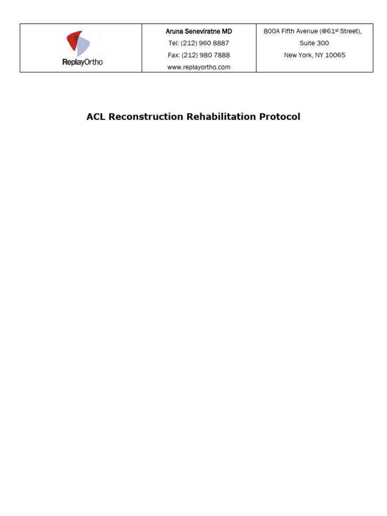 ACL Reconstruction Rehab Protocol Guide | PDF | Knee | Anatomical Terms ...