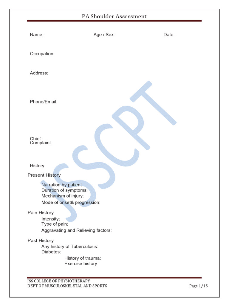 PA Shoulder Evaluation | PDF